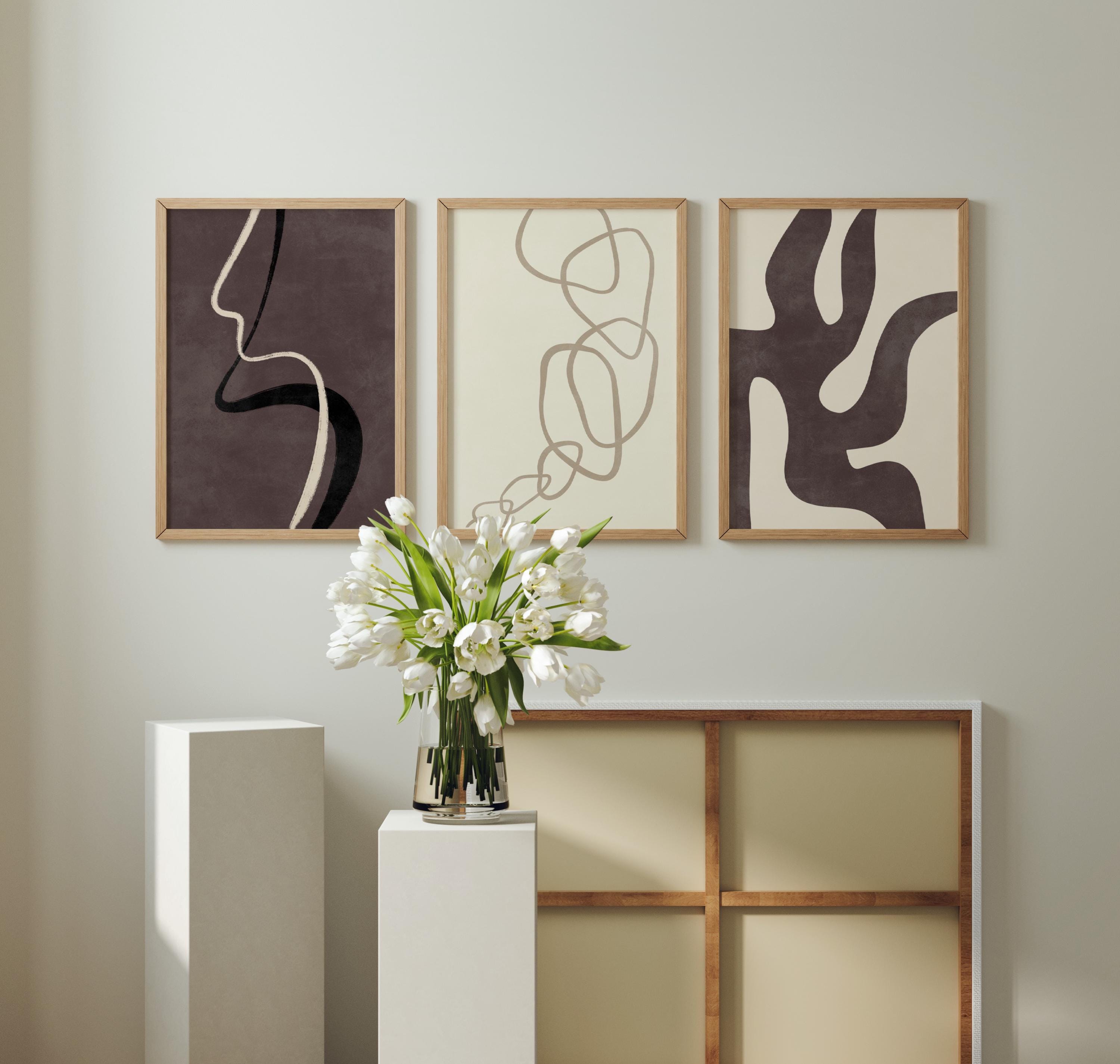 Modern Organic Neutral Colors Wall Art Set of 3, Earth Tones Coloes ...