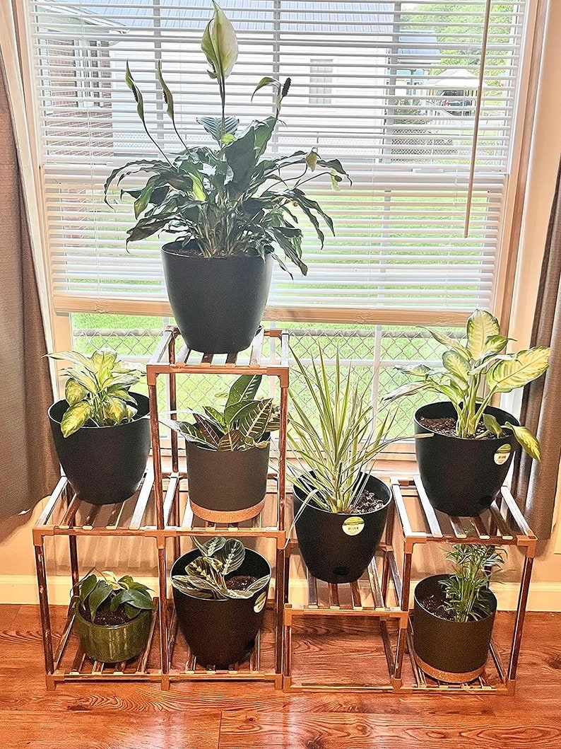 8 Tier Corner Plant Stand Potted Plant Wooden Organizer Tiered Shelf ...