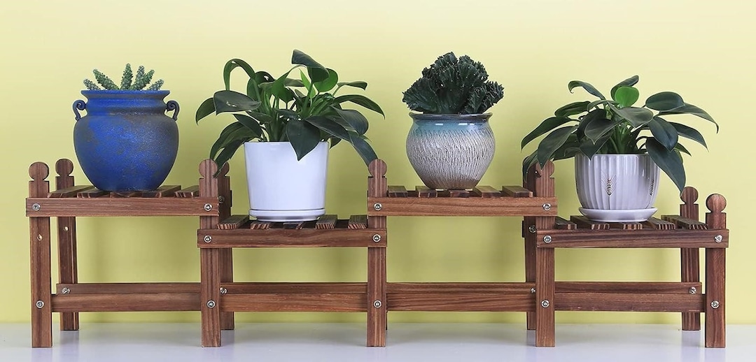 4 Tiers Plant Bench Window Plant Stand Outdoor Indoor Plant Stand Wood ...
