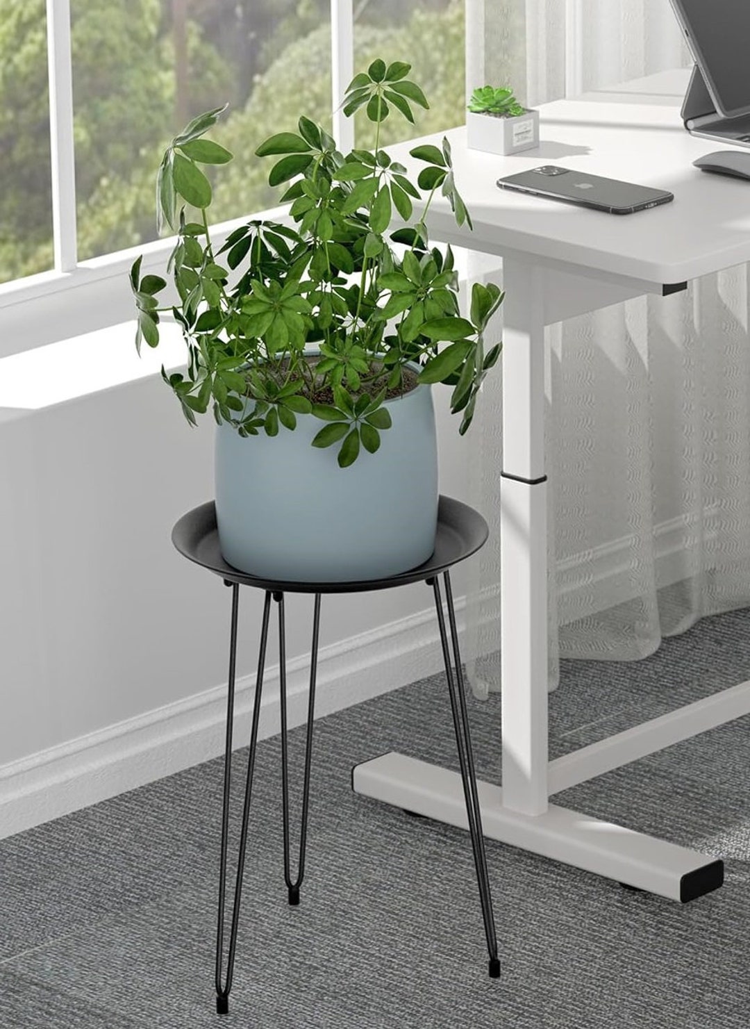 1 Pack Tall Metal Plant Stand Indoor Round Plant Table Heavy Duty Plant ...