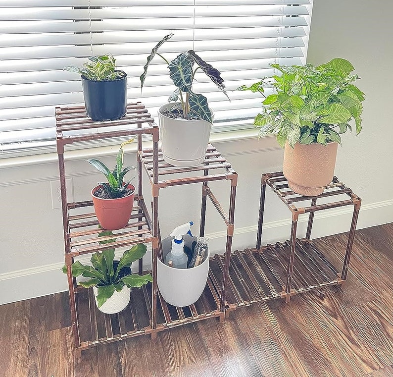 8 Tier Corner Plant Stand Potted Plant Wooden Organizer Tiered Shelf ...