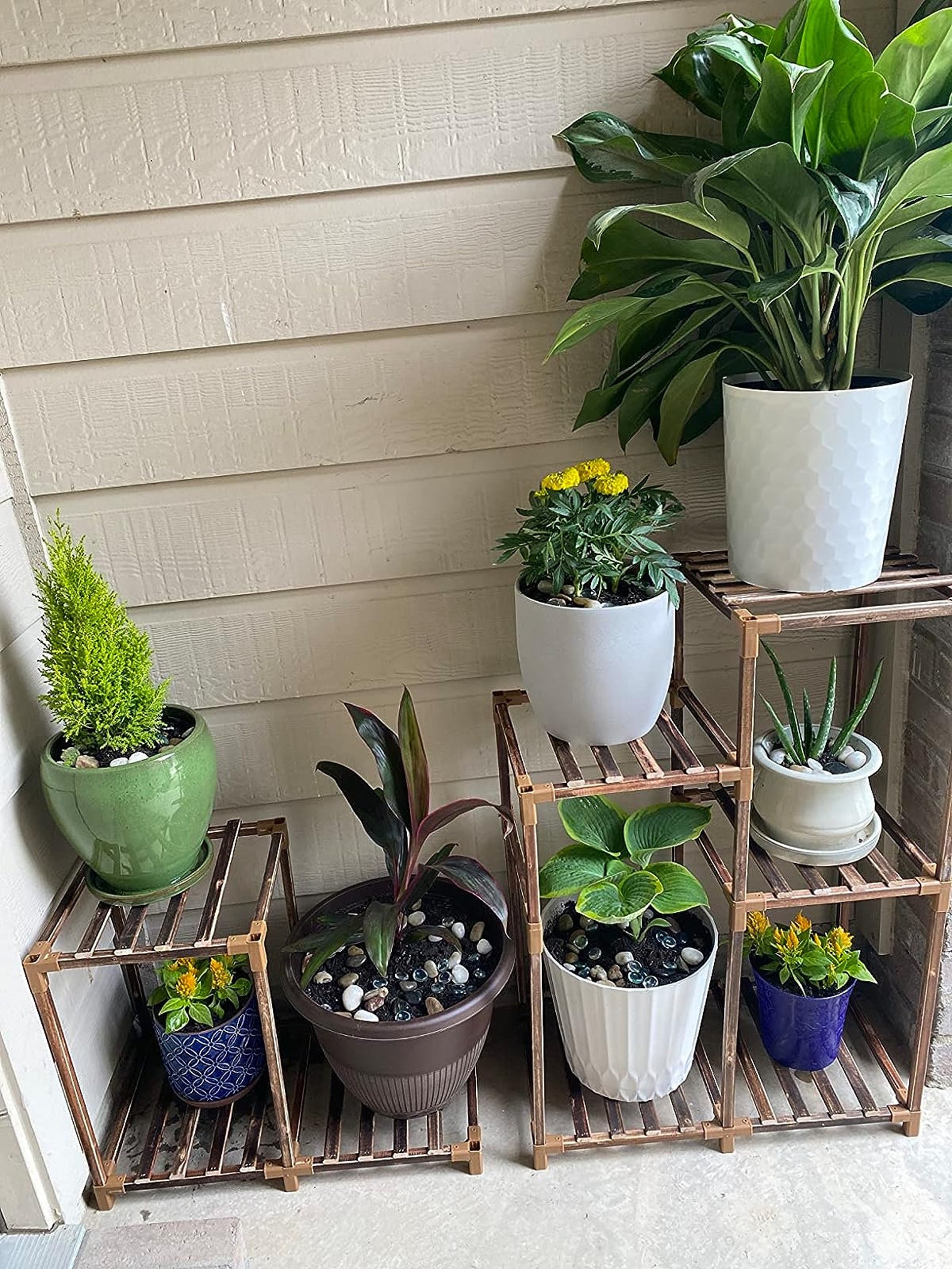 8 Tier Corner Plant Stand Potted Plant Wooden Organizer Tiered Shelf ...