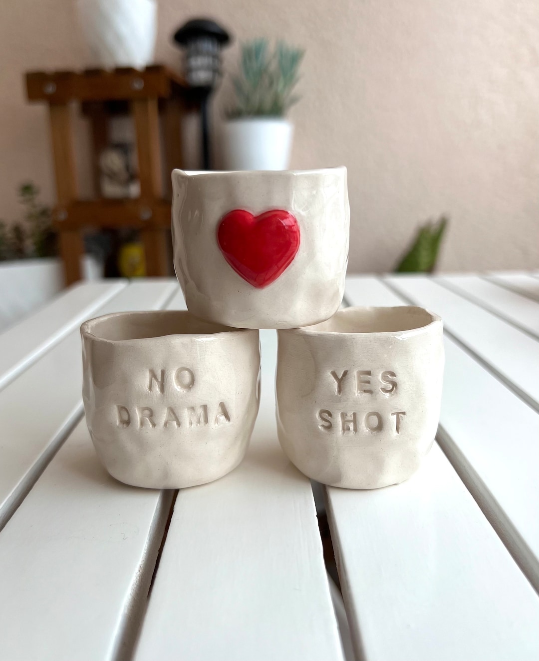 Shot Glass Set With Heart, Handmade Ceramics/pottery Glass,drink Cup ...