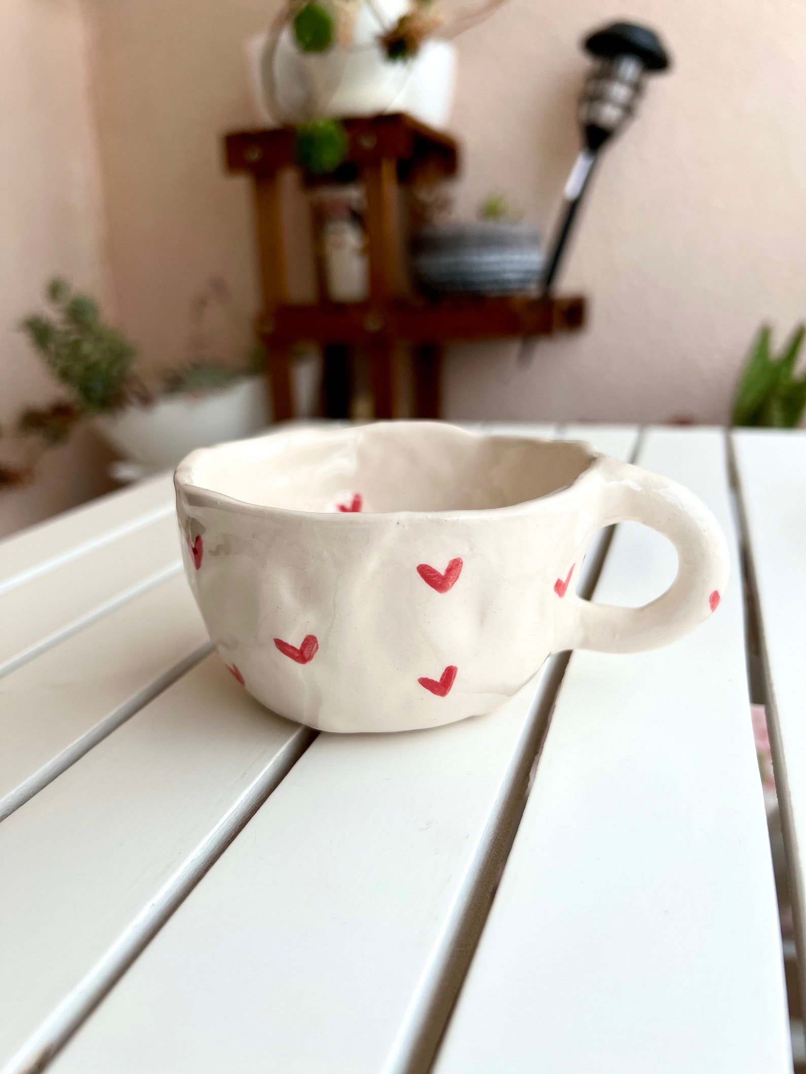 Red Heart Pottery Mug,gift for Love, Handmade Ceramic Mini Heart Mug ...