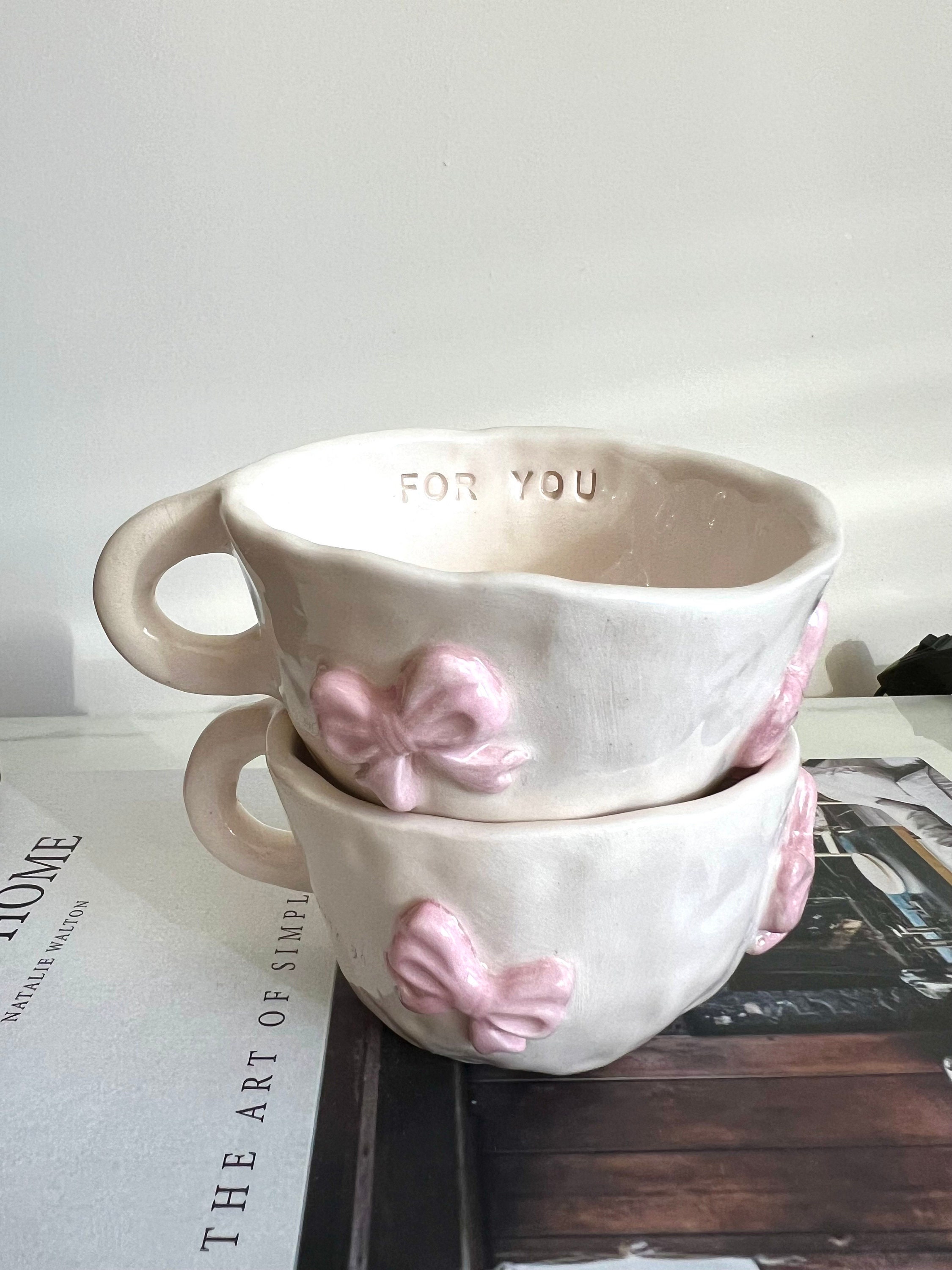 Bow Detail Handmade Ceramic Mug, Bow Pottery Mug, Sweet Gifts ...