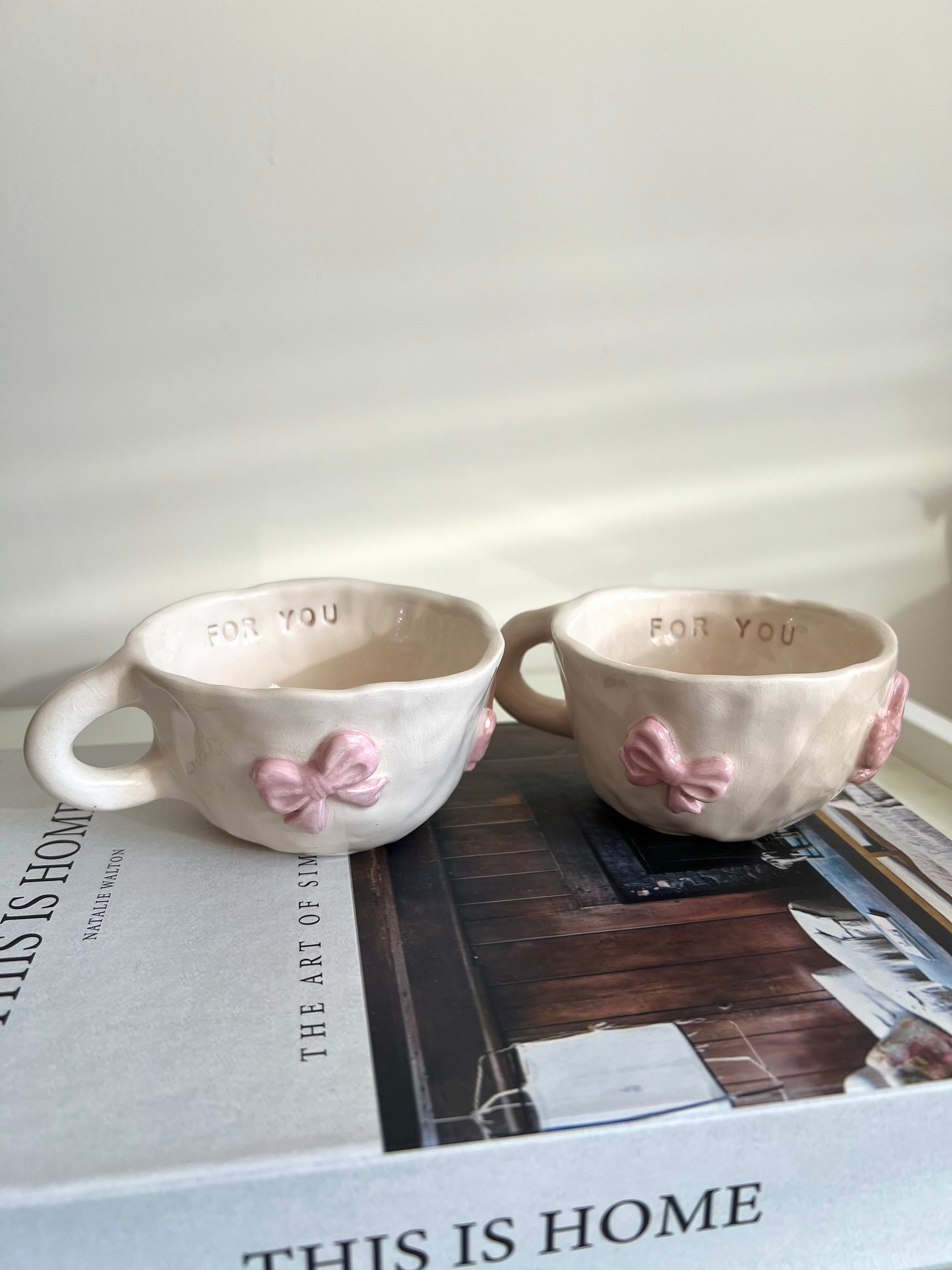 Bow Detail Handmade Ceramic Mug, Bow Pottery Mug, Sweet Gifts ...