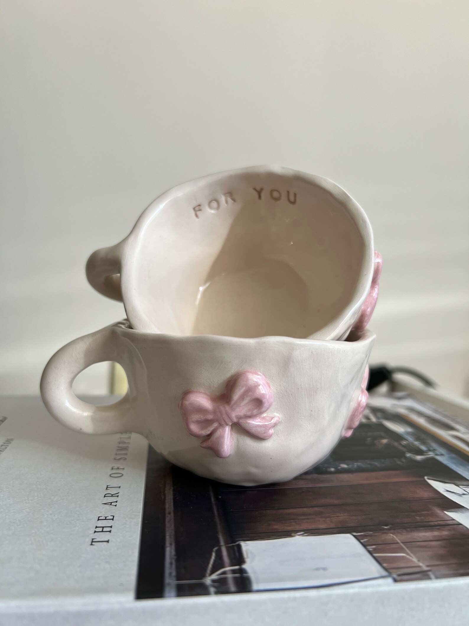 Bow Detail Handmade Ceramic Mug, Bow Pottery Mug, Sweet Gifts ...