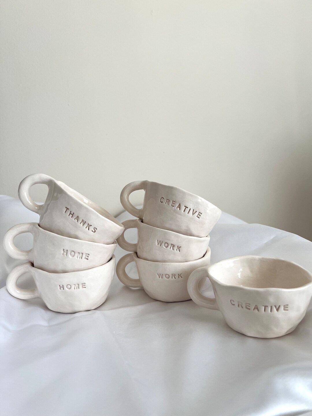 Handmade Simple White Mug,aesthetic Ceramic/pottery Mug,basic Cup ...