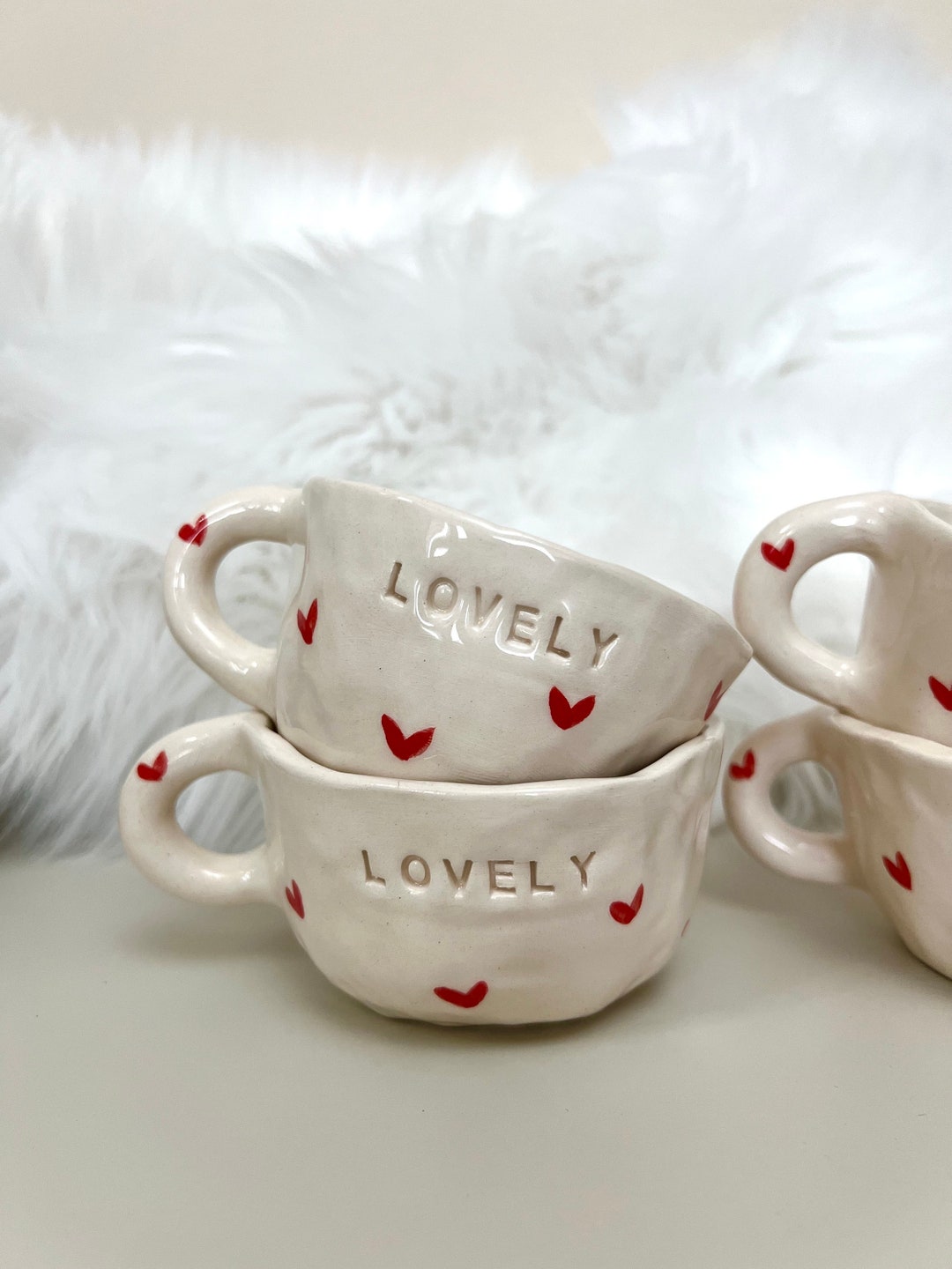 Red Heart Pottery Mug,gift for Love, Handmade Ceramic Mini Heart Mug ...