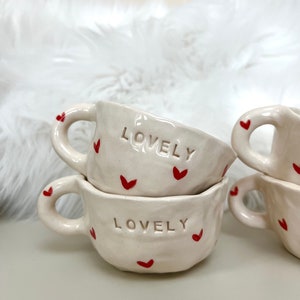 Red Heart Pottery Mug,gift for Love, Handmade Ceramic Mini Heart Mug ...