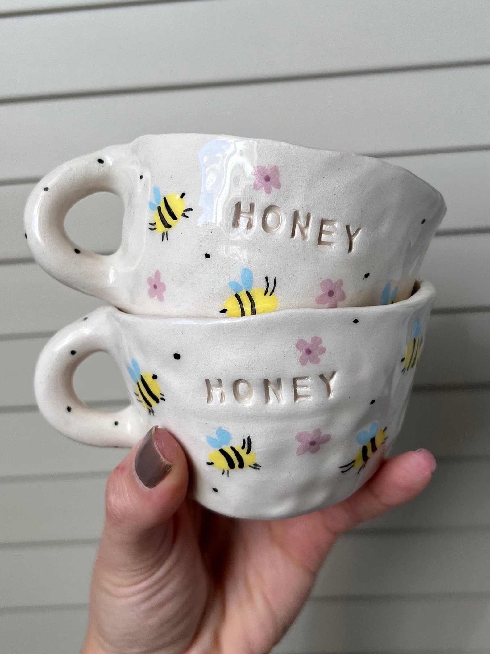 Cute Bee Painted Coffee Mug,handmade Cute Pottery Mug,custom Mug ...