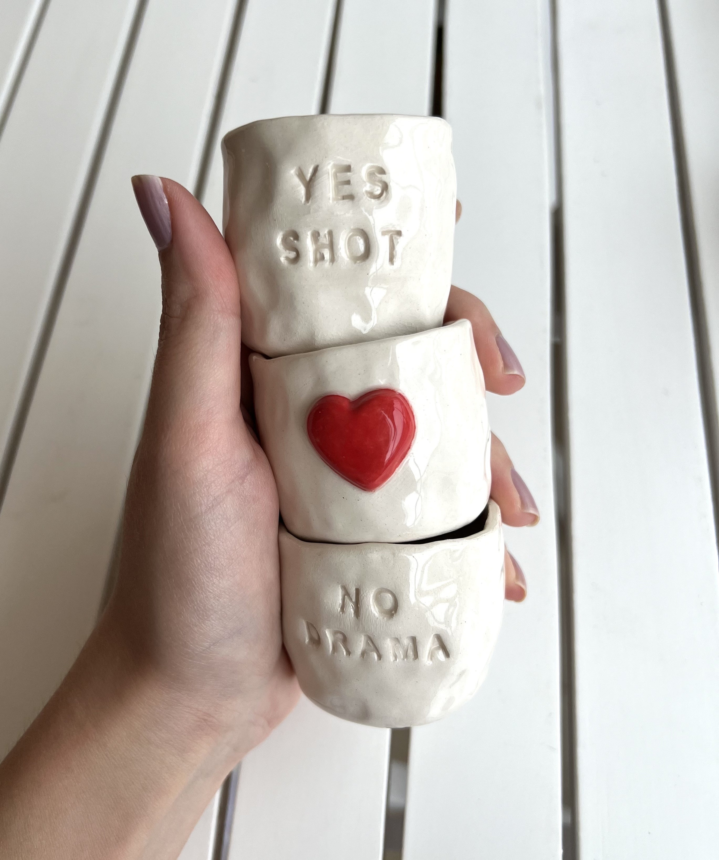 Shot Glass Set With Heart, Handmade Ceramics/pottery Glass,drink Cup ...