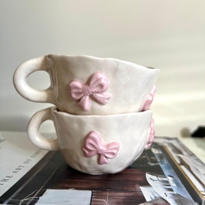 Bow Detail Handmade Ceramic Mug, Bow Pottery Mug, Sweet Gifts ...