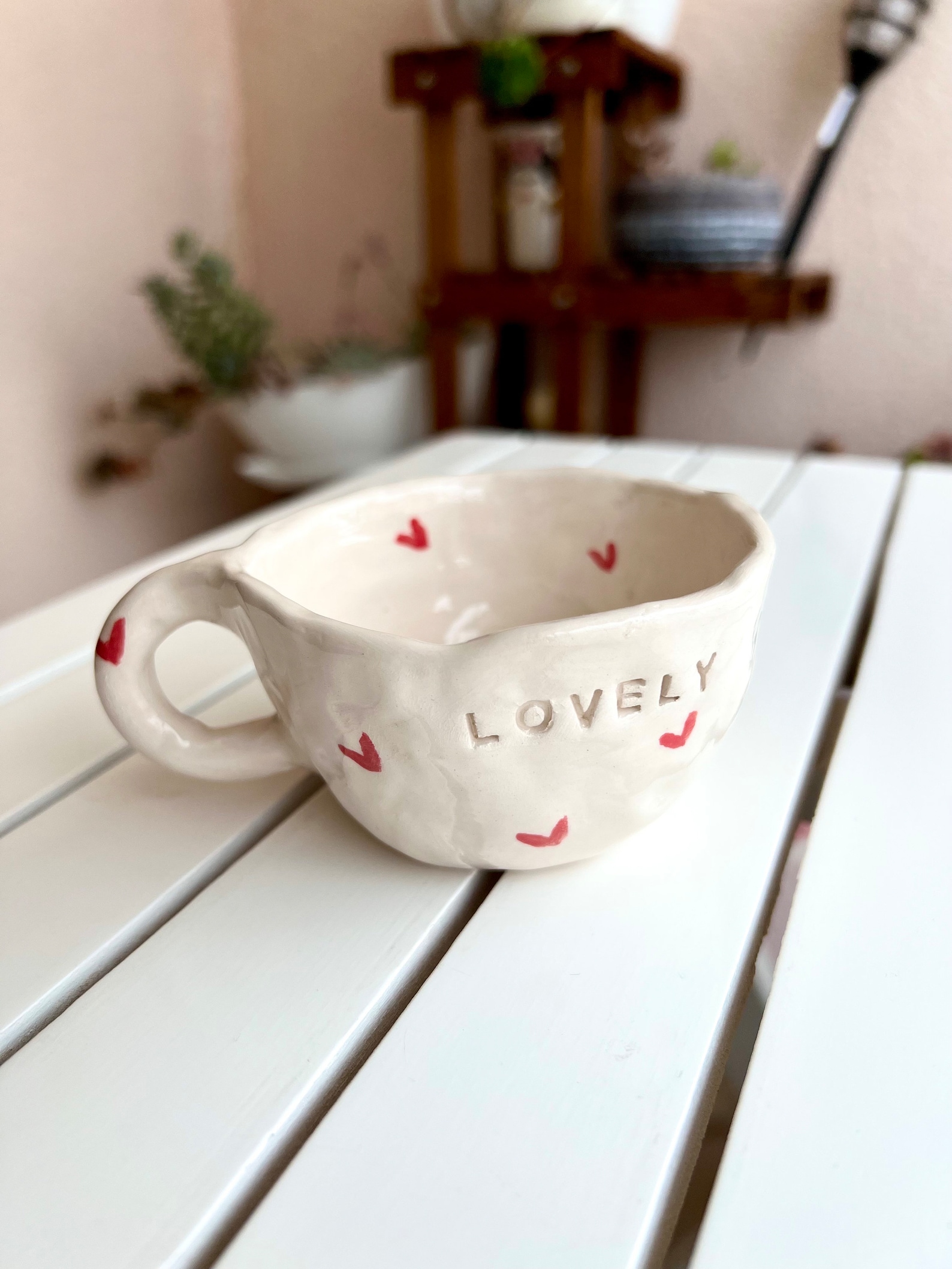Red Heart Pottery Mug,gift for Love, Handmade Ceramic Mini Heart Mug ...