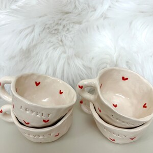 Red Heart Pottery Mug,gift for Love, Handmade Ceramic Mini Heart Mug ...