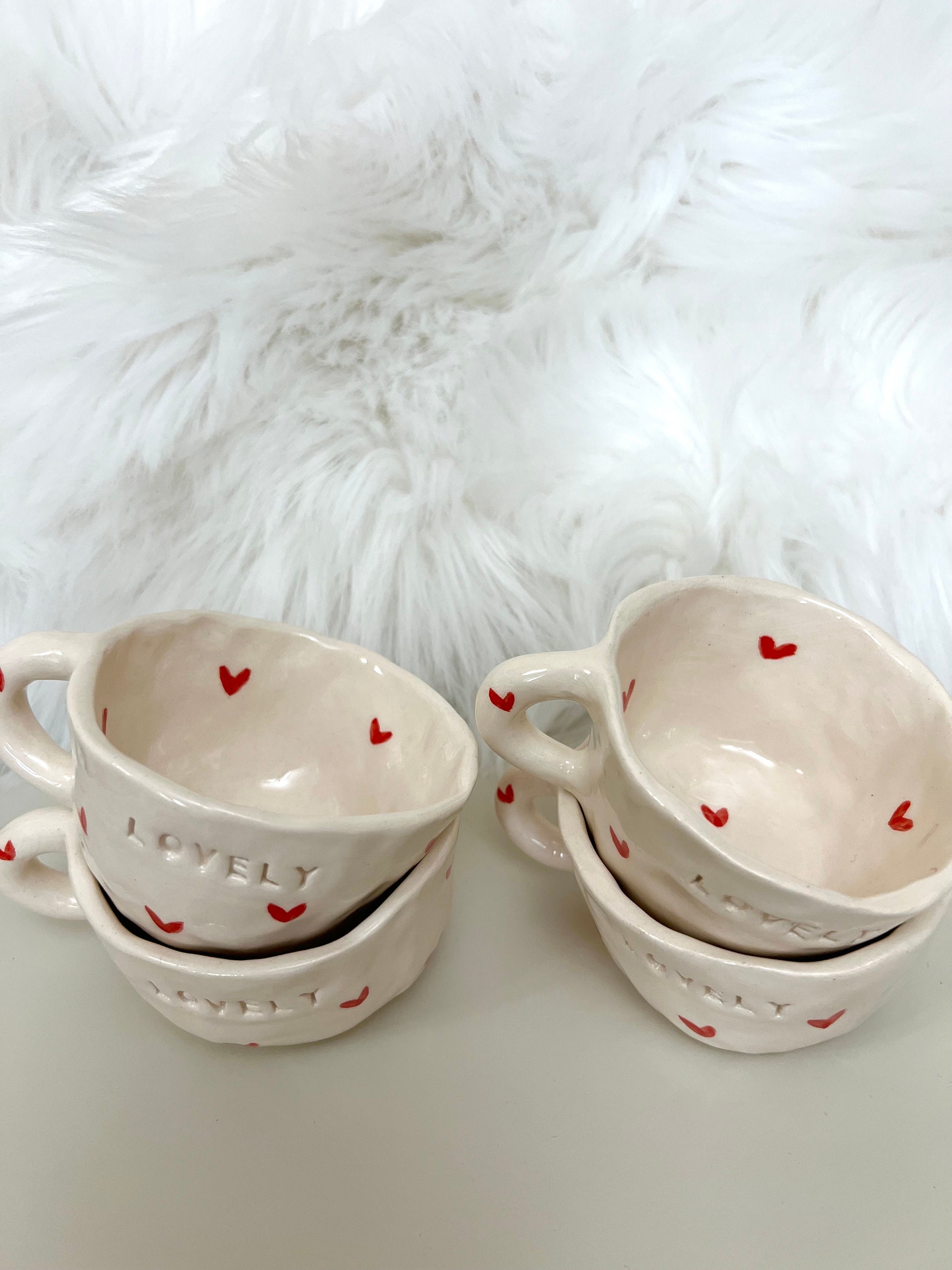 Red Heart Pottery Mug,gift for Love, Handmade Ceramic Mini Heart Mug ...
