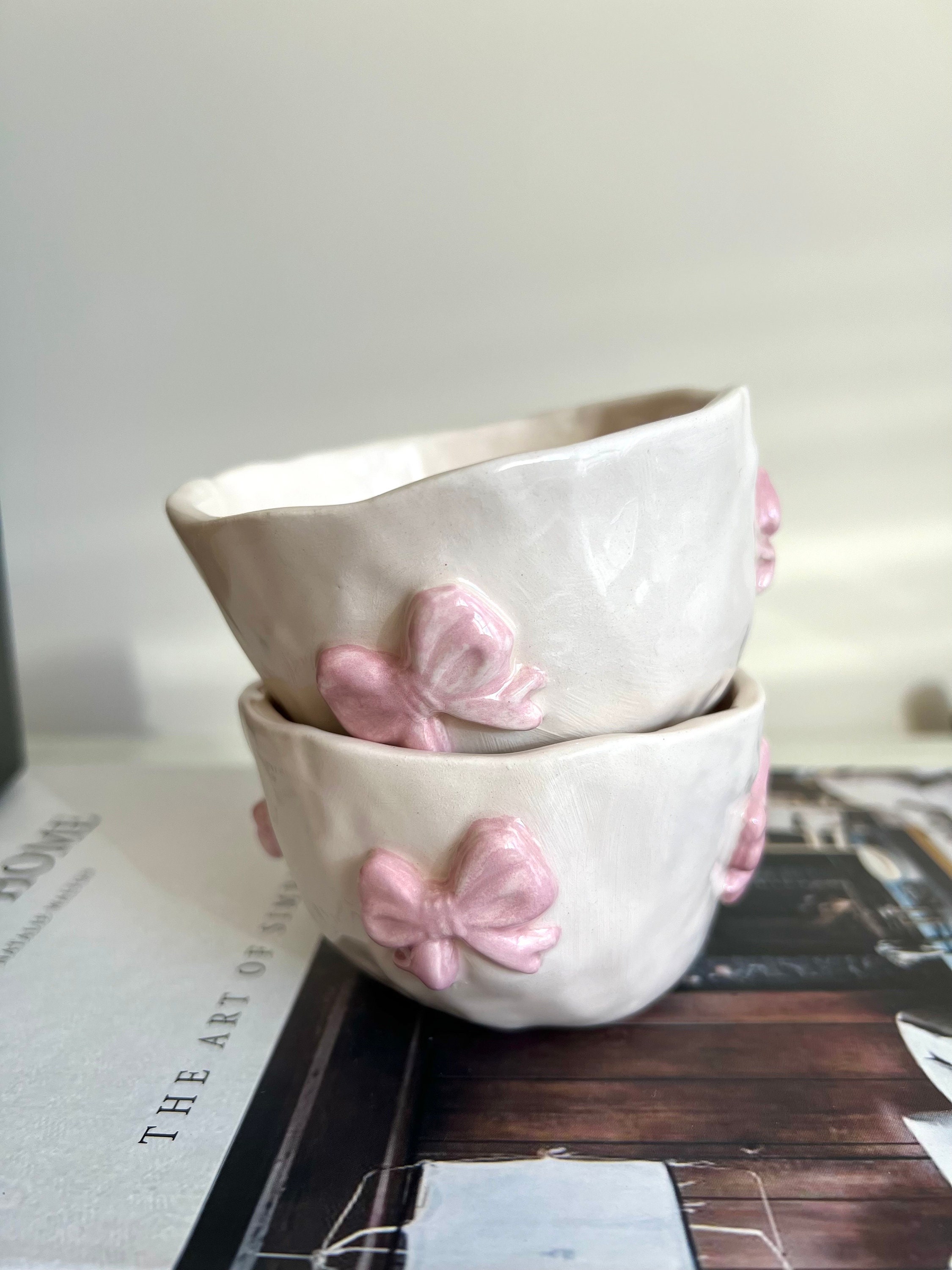 Bow Detail Handmade Ceramic Mug, Bow Pottery Mug, Sweet Gifts ...