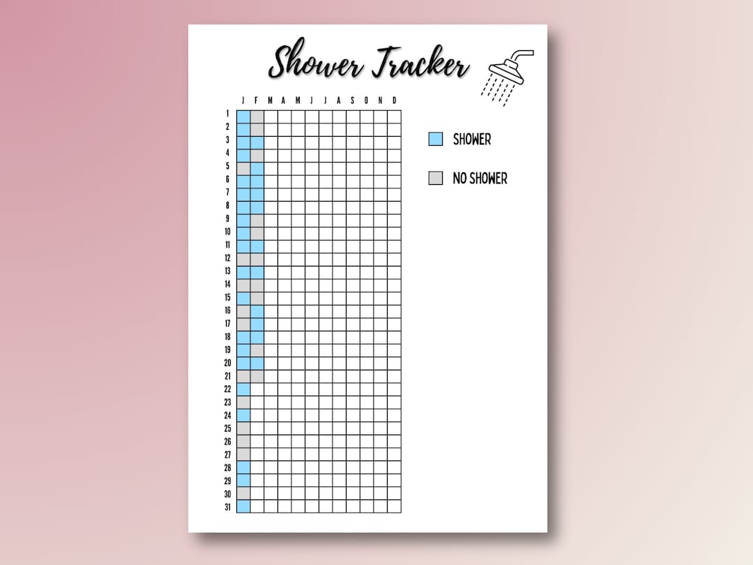 Shower Tracker Printable Bullet Journal Template Yearly Tracker PDF ...