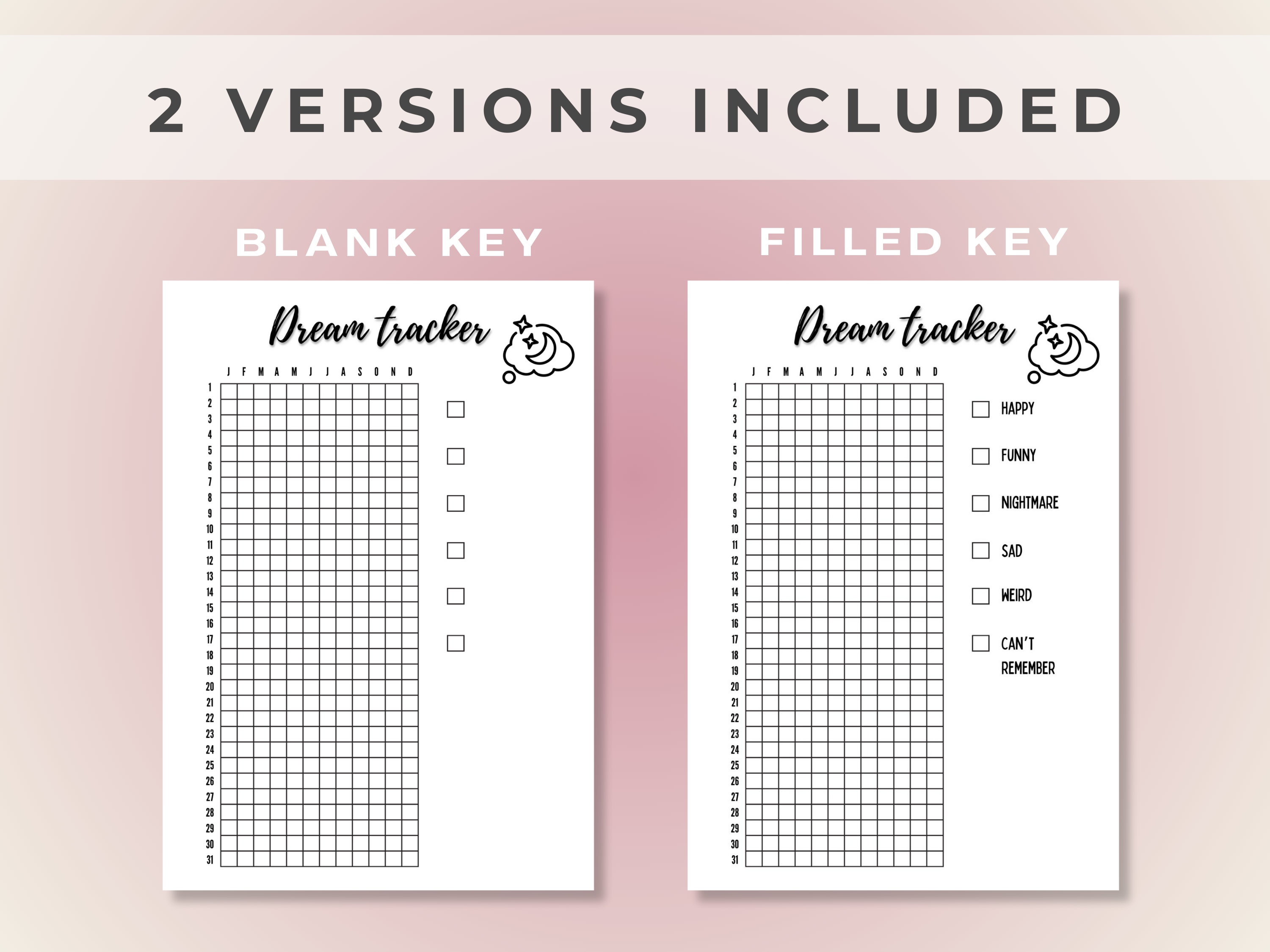 Dream Tracker Printable Bullet Journal Template Yearly Tracker PDF ...