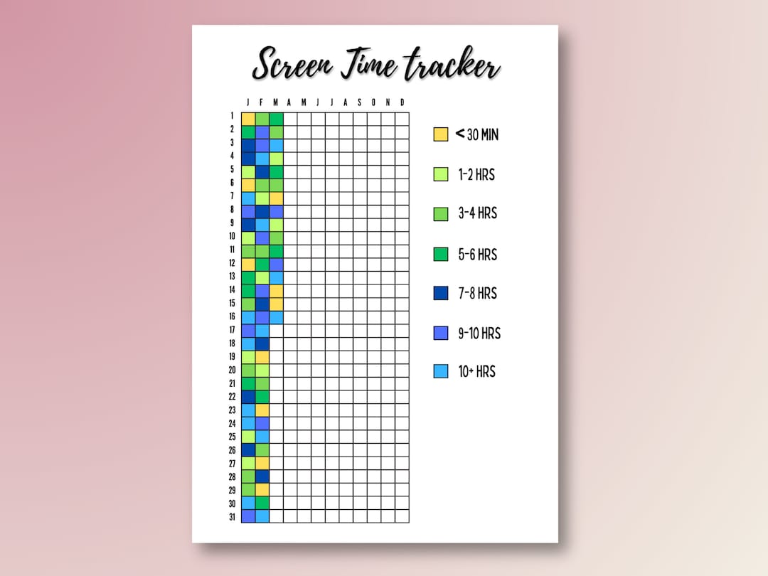 Screen Time Tracker | Printable | Bullet Journal Template | Yearly ...