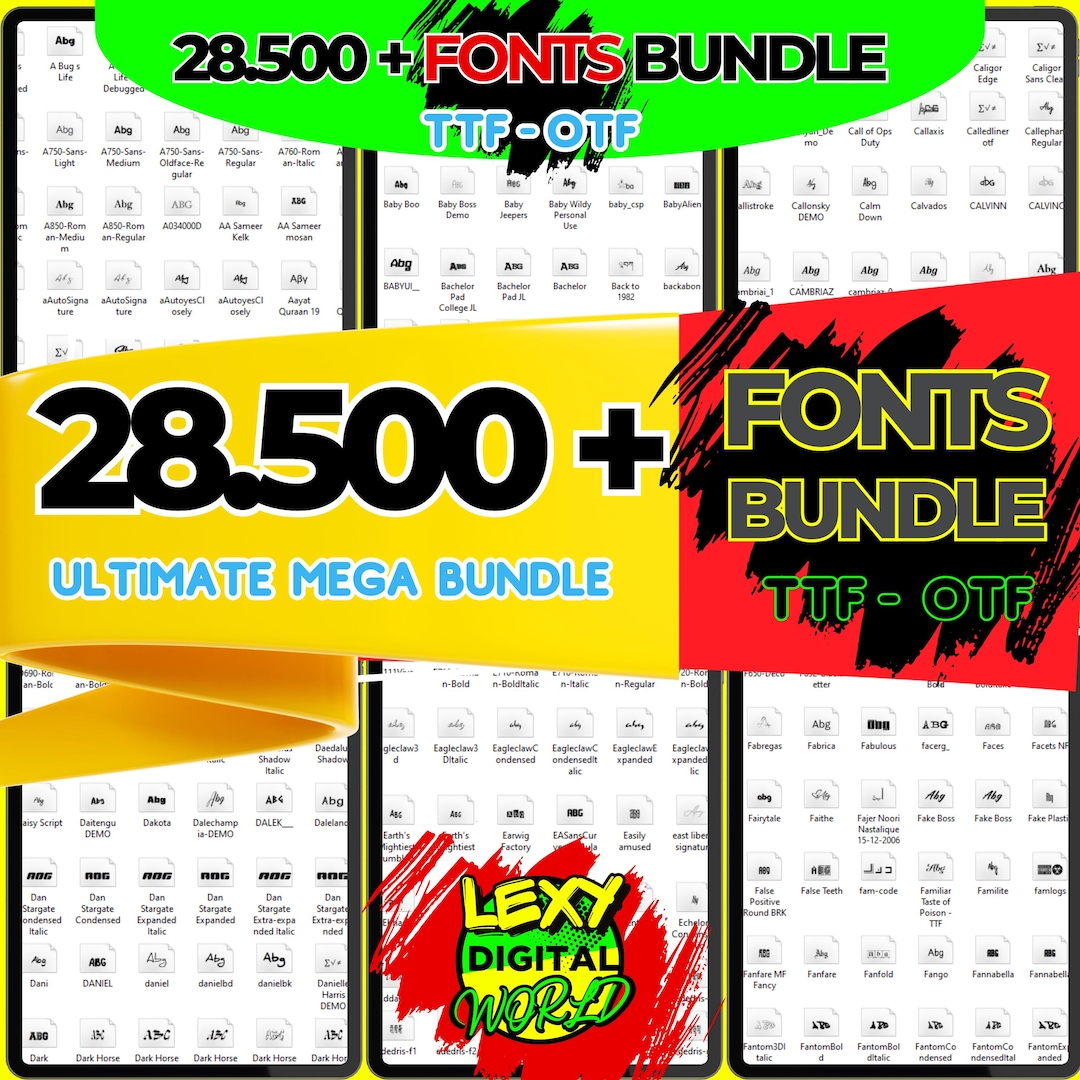 The Ultimate Mega 28500 Fonts Collection, Fonts Bundle, Cursive Font ...
