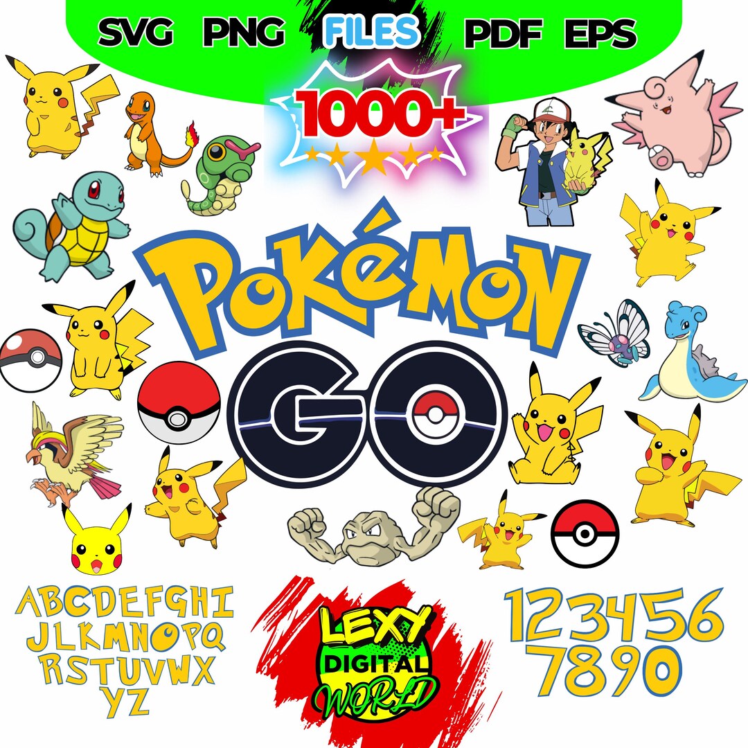 1000 Files Pokemon SVG Bundle, Pokemon Font Svg, Pikachu Svg Files for ...