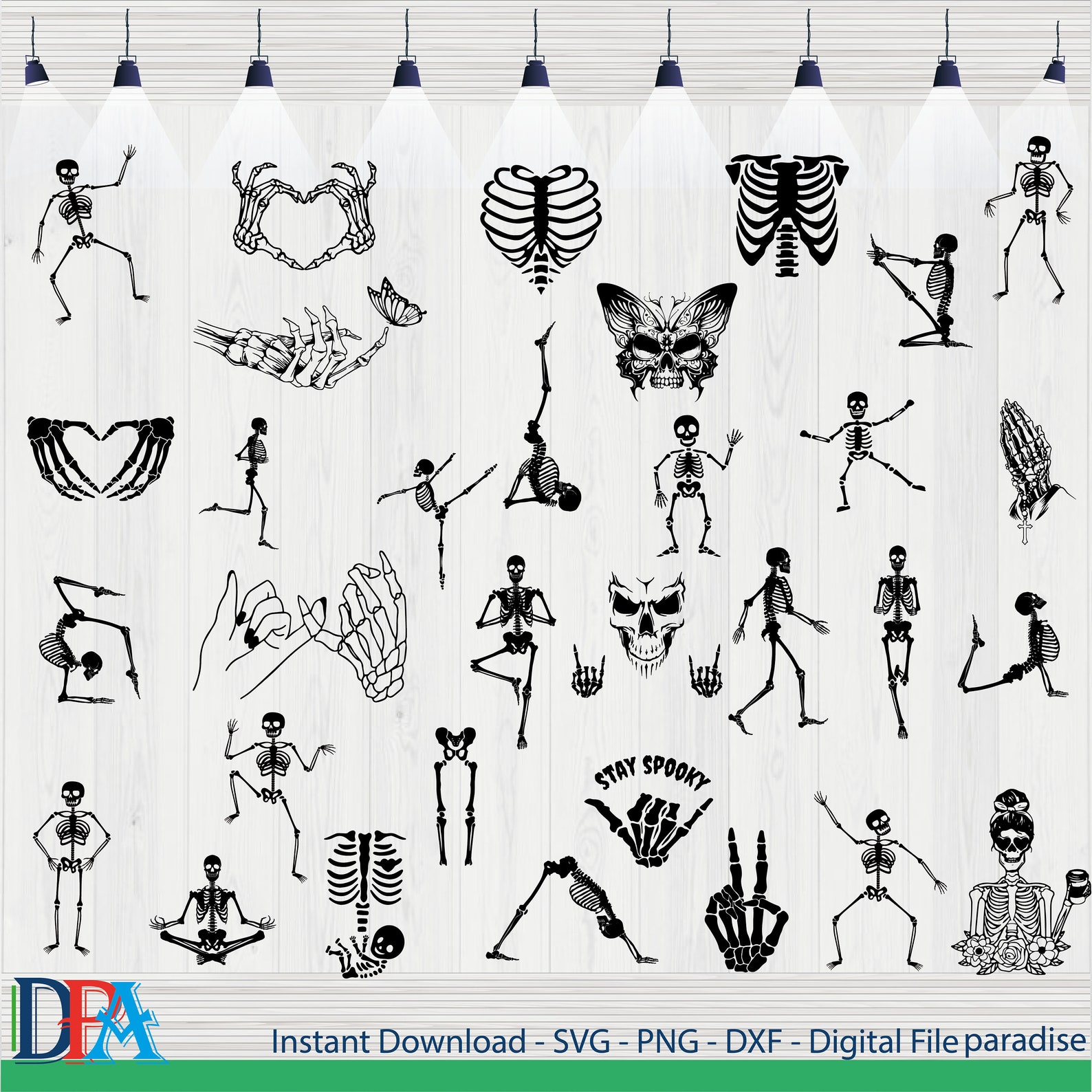 SKELETON SVG, Skeleton Svg Bundle, Skeleton Clipart, Skeleton Cut Files ...