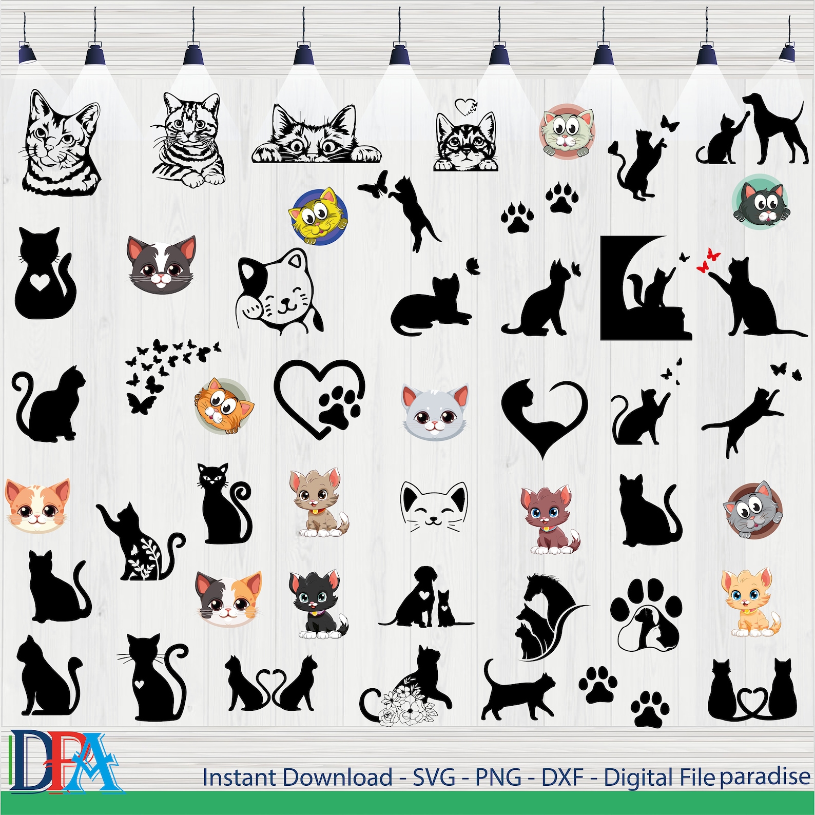 Cat Silhouette Cat SVG Cat Head SVG Cat Face SVG Cat Cut Files Cat ...