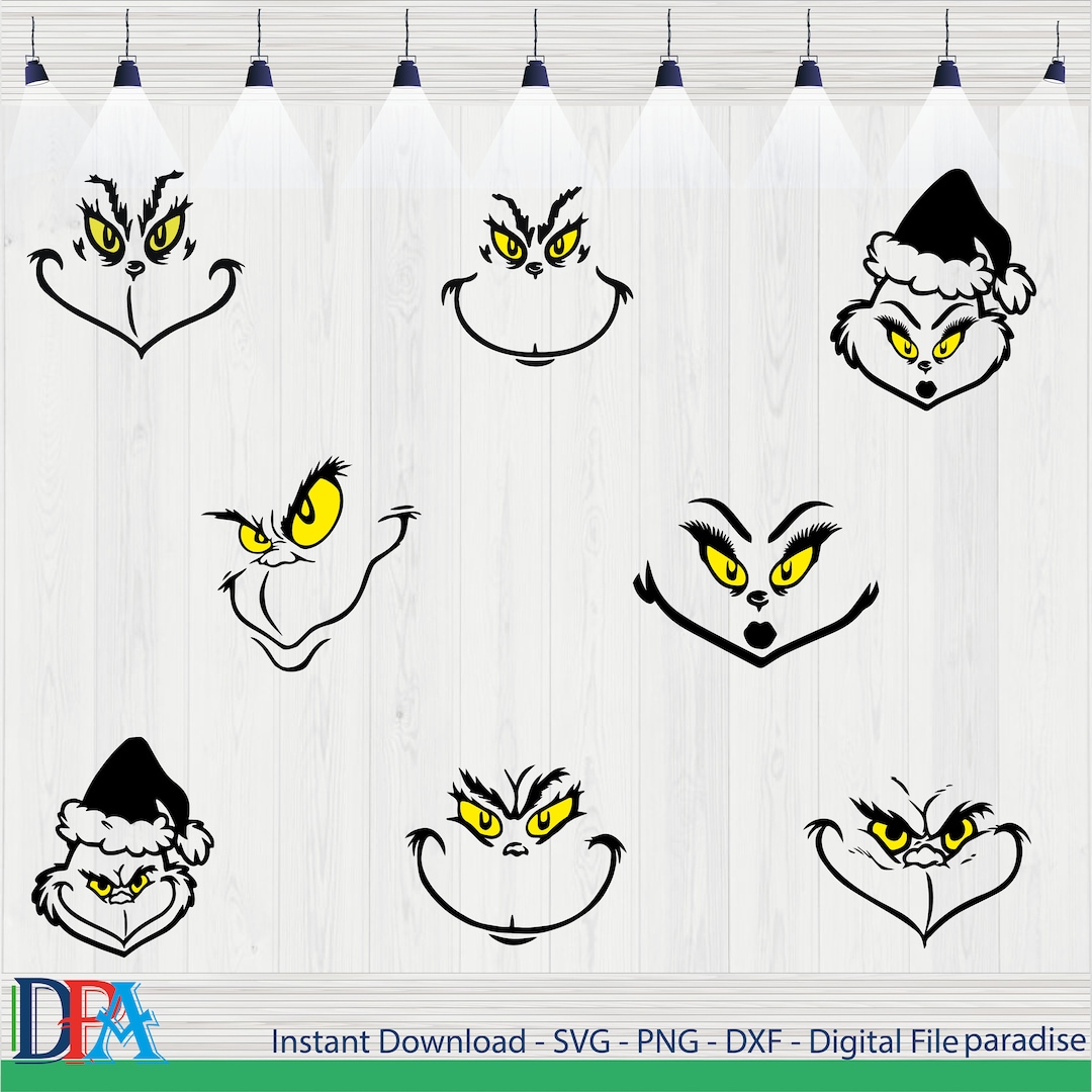 Grinch Face SVG Bundle, PNG, Cricut, Grinch Svg, Christmas Svg, Grinch ...