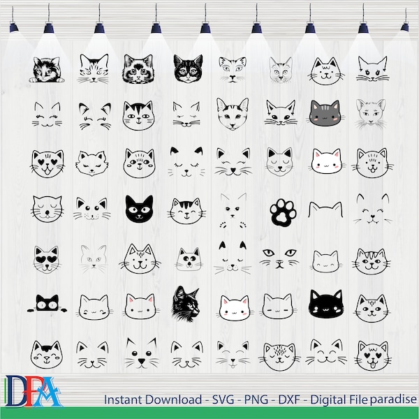 Cat Face Svg - Etsy