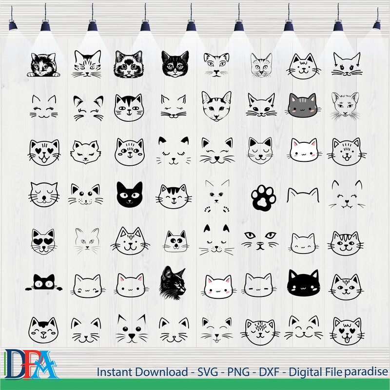 Cat Face Svg - Etsy
