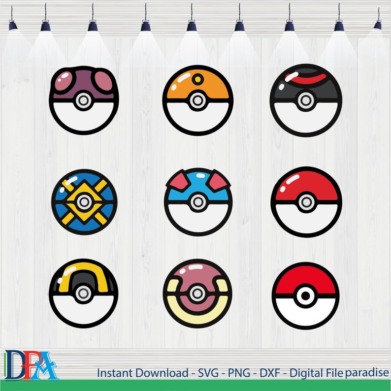 Pokeball Svg Bundle, Pokemon Balls, Pokeball Png, Pikachu Ball Svg, Ash ...