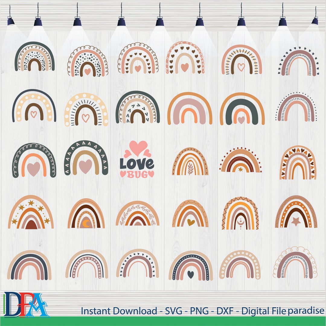 Boho Rainbow SVG, Commercial Use Cut File, Layered Bohemian Rainbow ...