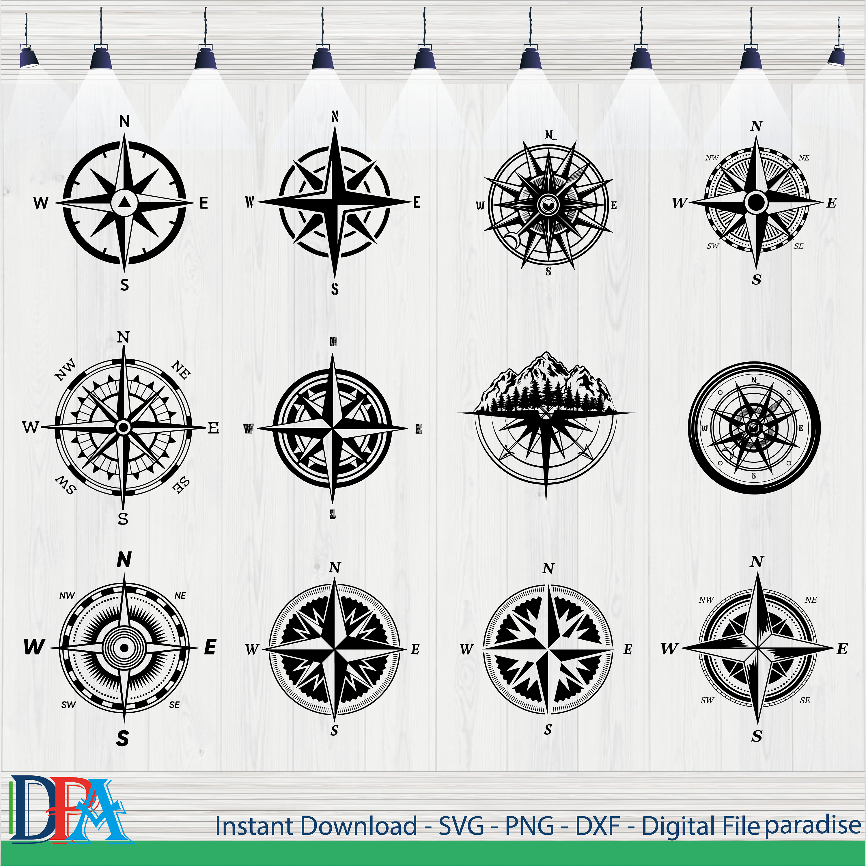 Compass Collection Set - Compass SVG, Nautical Compass, Compass Clipart ...