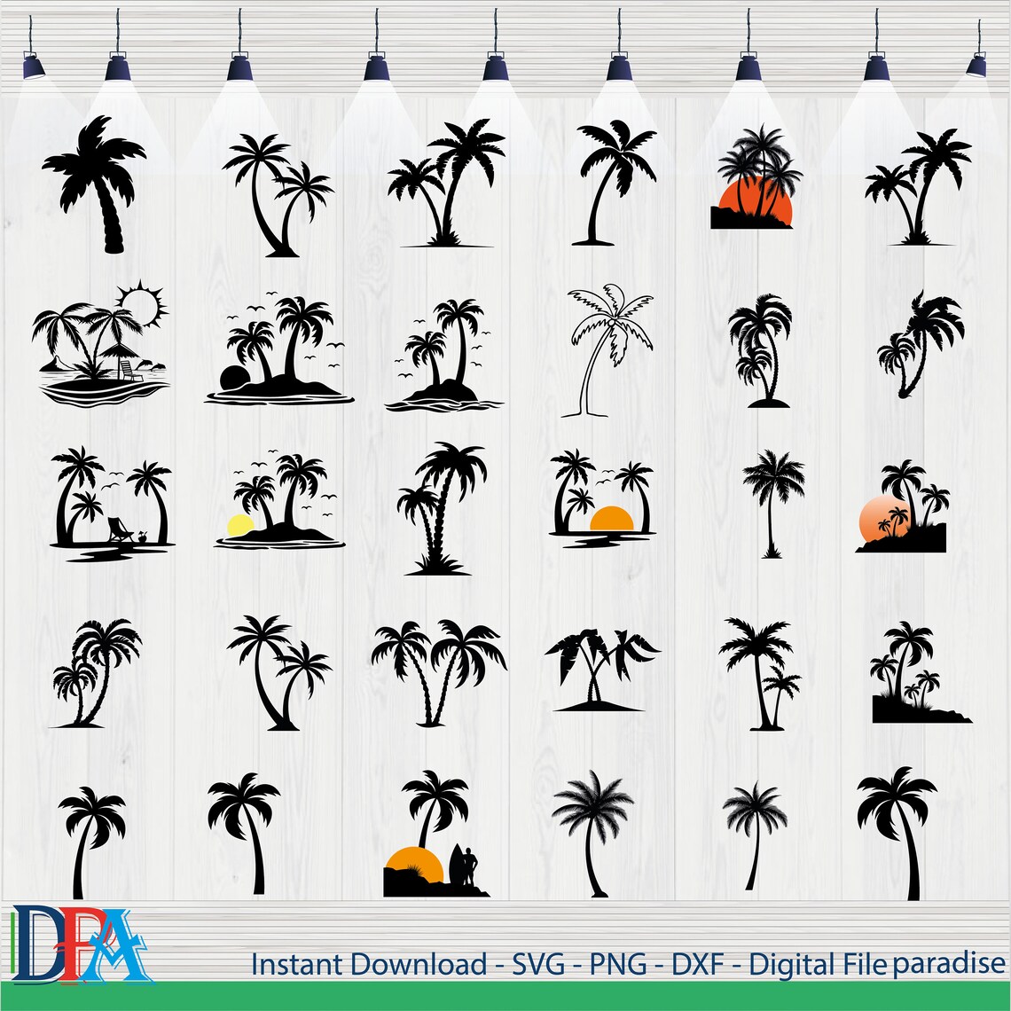 Palm Tree SVG Bundle Palm Tree PNG Bundle Palm Tree Clipart Palm Tree ...