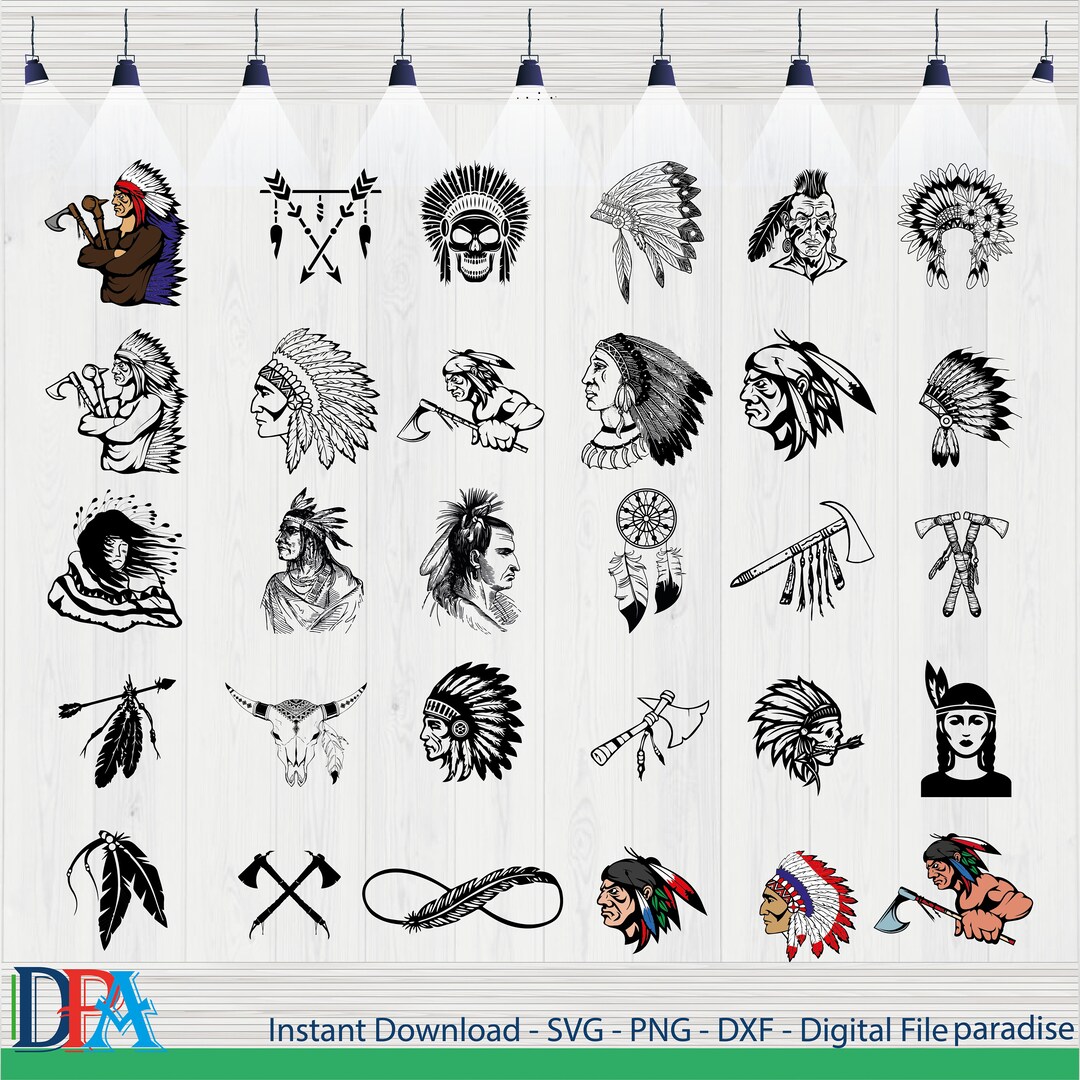 Native American SVG, Indian Chief Svg, Indian Headdress Svg, American ...