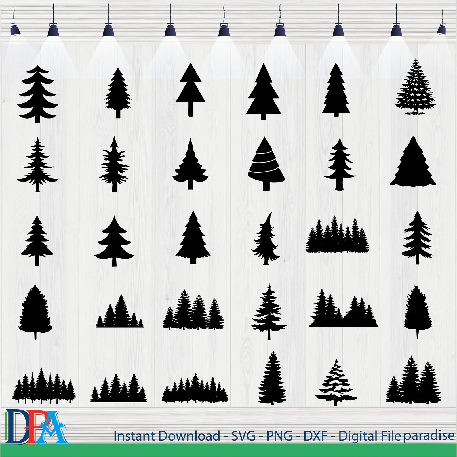 Tree Silhouette Svg| Pine Tree Svg| Pine Tree Silhouette| Evergreen ...