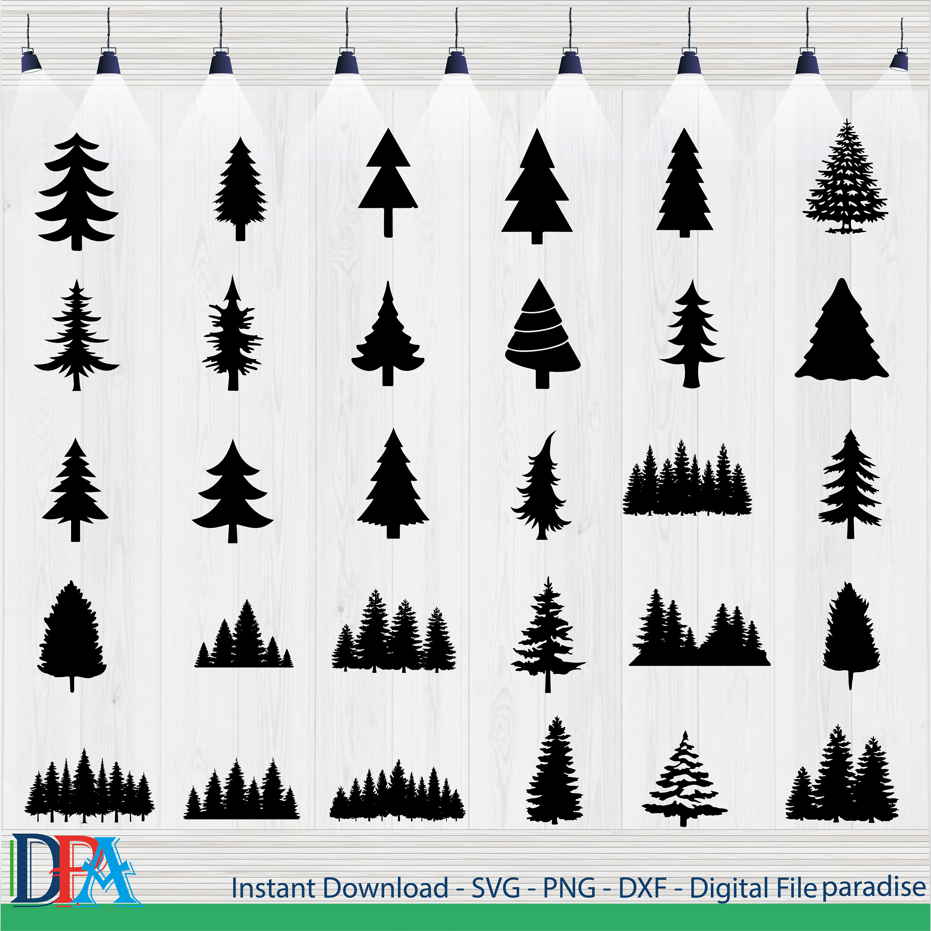 Tree Silhouette Svg| Pine Tree Svg| Pine Tree Silhouette| Evergreen ...