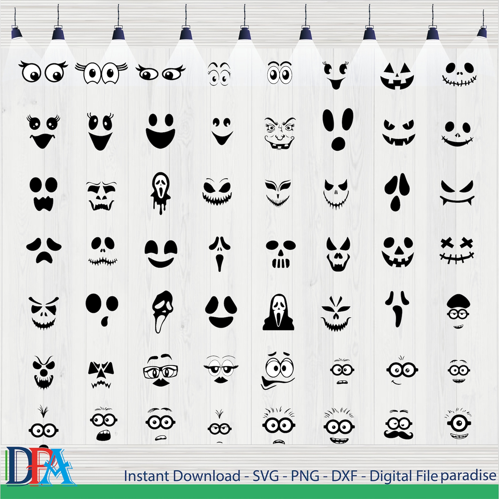 Faces Gestures Mimic SVG PNG Clipart Bundle Cricut Silhouette Cutting ...