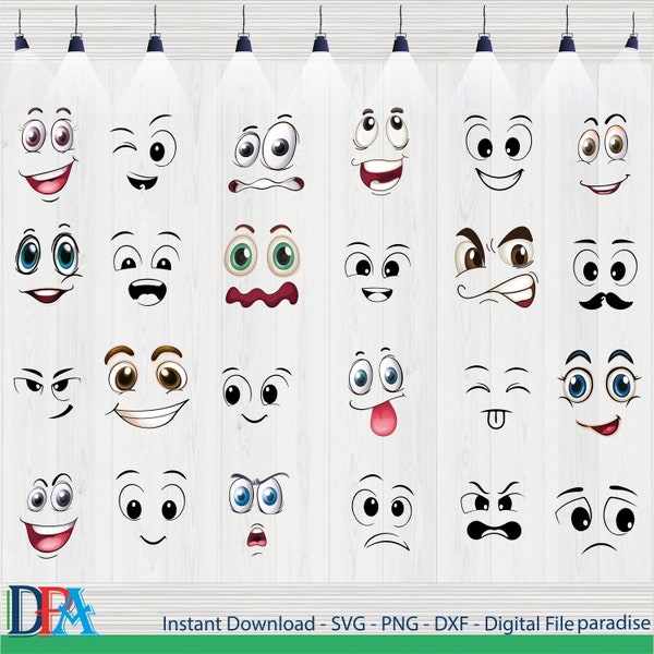 Cartoon Faces Svg - Etsy