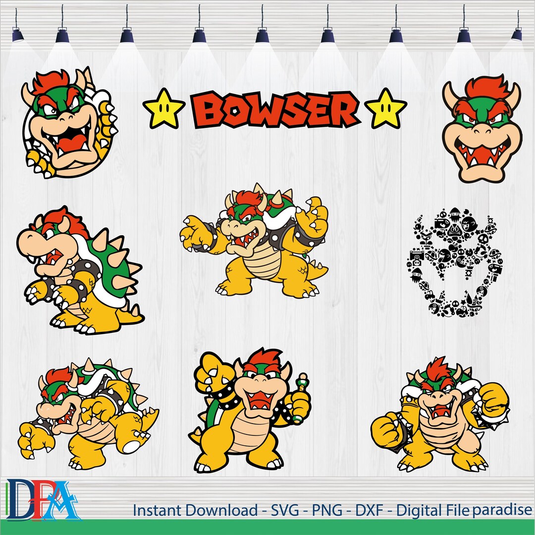 Bowser Svg Bundle, Bowser Cut File, Bowser Silhouette, Mario Svg ...