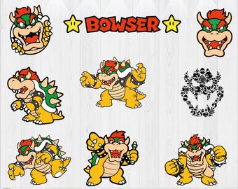 Bowser Svg Bundle, Bowser Cut File, Bowser Silhouette, Mario Svg ...