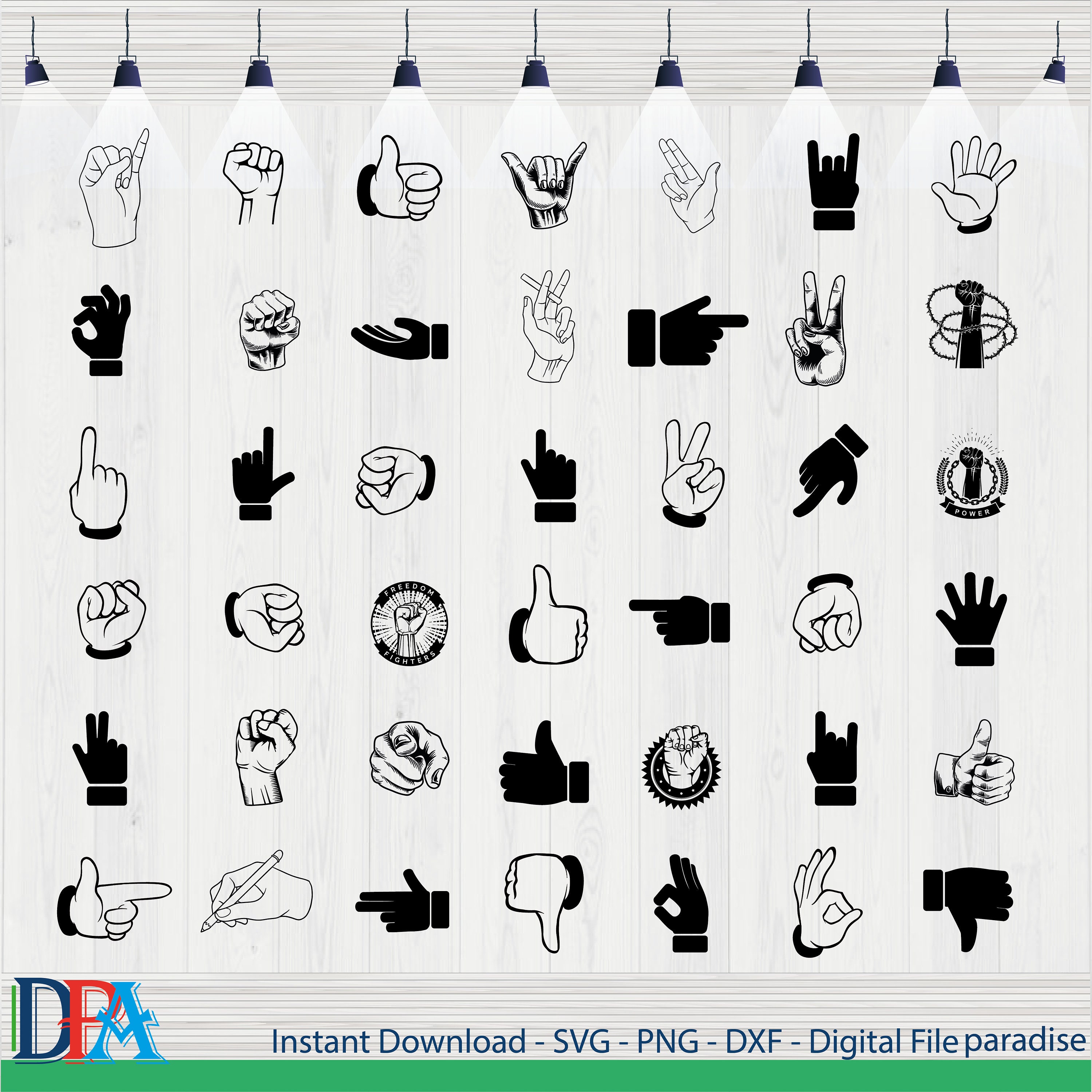 Rock Paper Scissors Hand Signs Svg, Eps, Png, Dxf, Clipart for Cricut ...