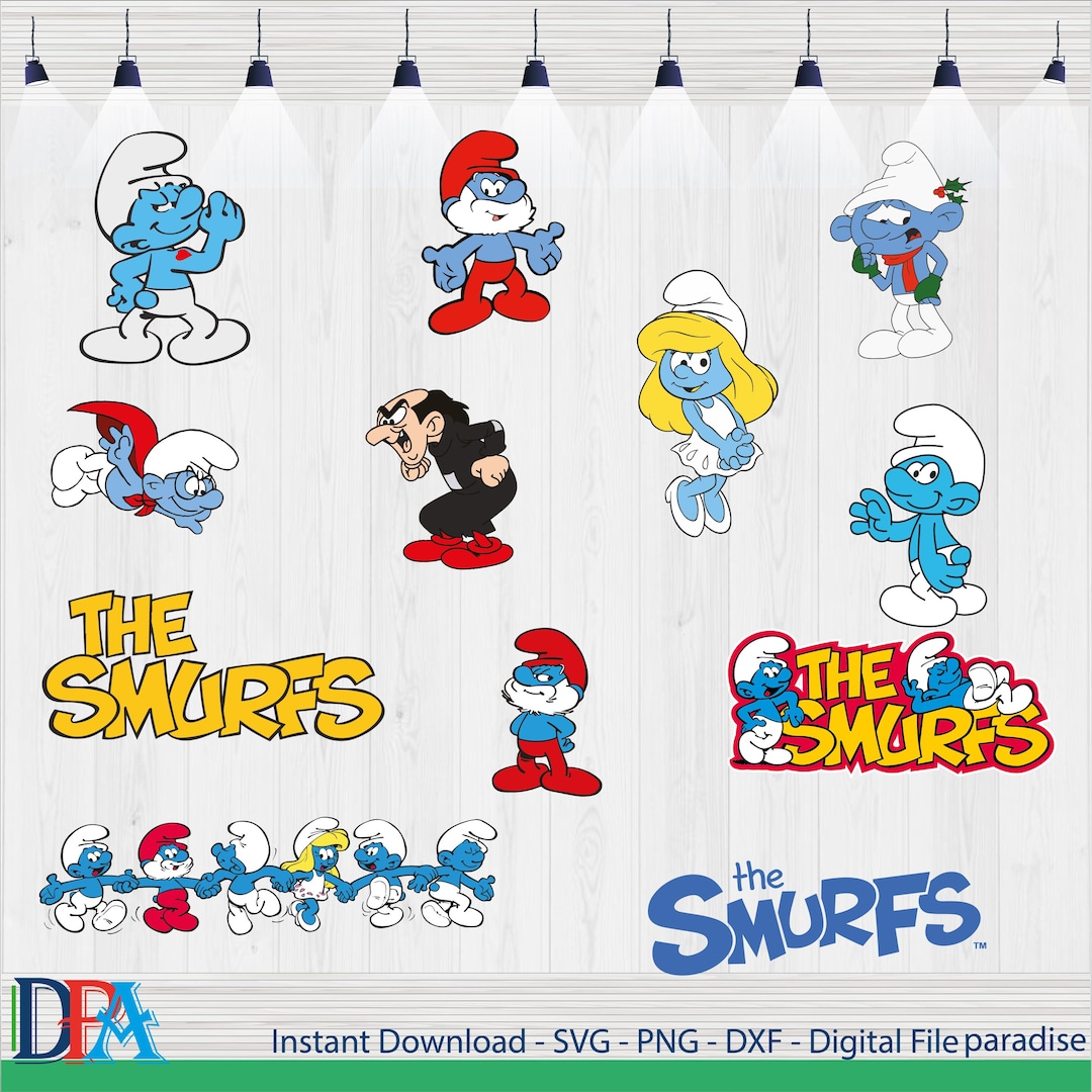 Smurfs Svg Bundle, Smurfs Characters Stickers, Papa Smurf Svg ...