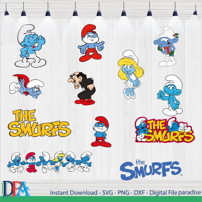 Smurfs Svg Bundle, Smurfs Characters Stickers, Papa Smurf Svg ...