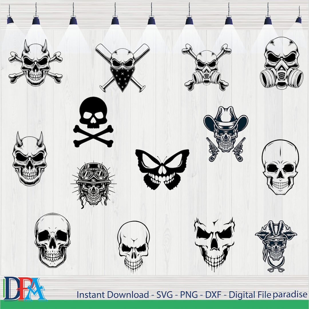 Skull Svg Bundle, Skull Png, Sugar Skull Svg for Cricut, Punisher Skull ...