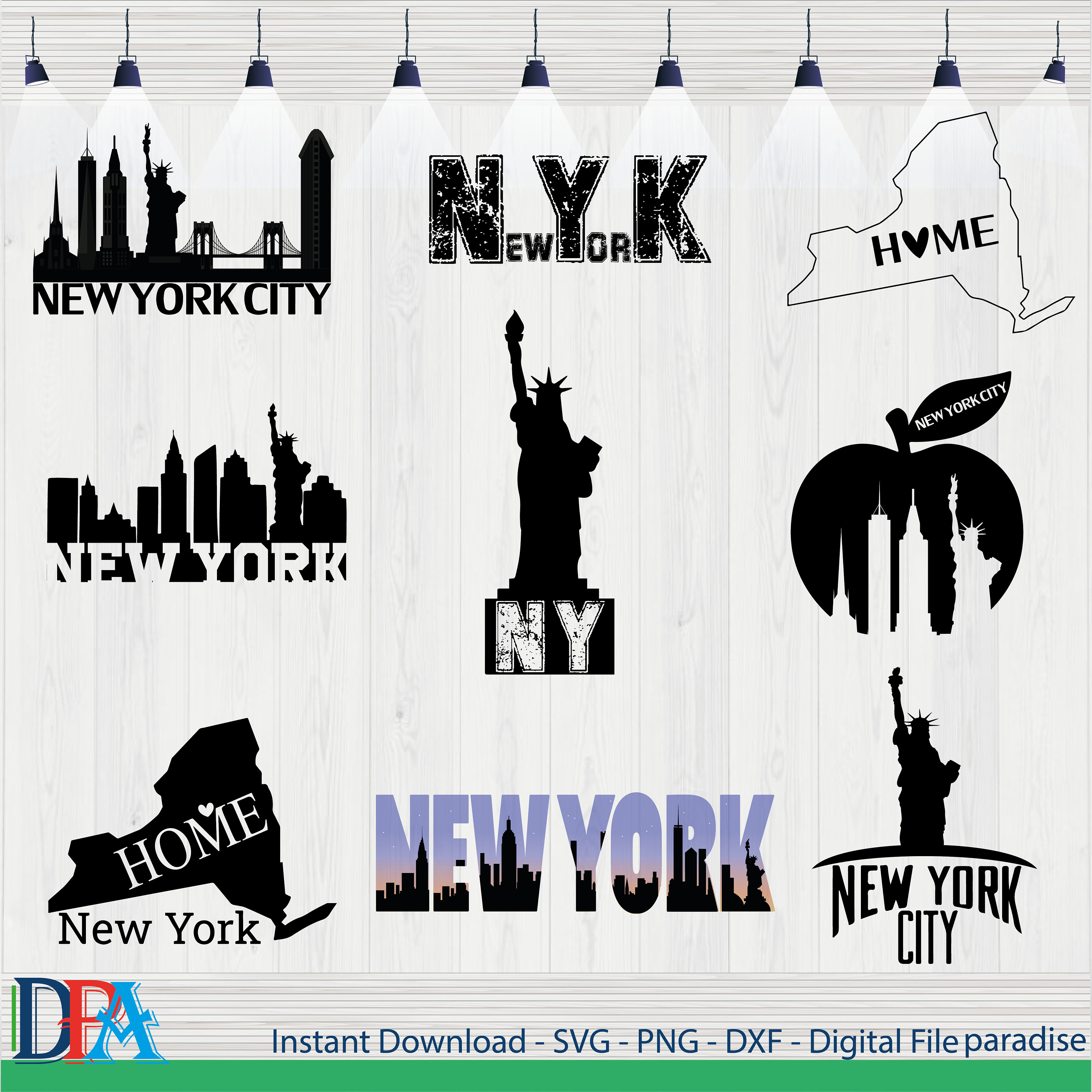 New York Svg, Instant Download SVG, JPG, PDF, Png, Digital Download ...