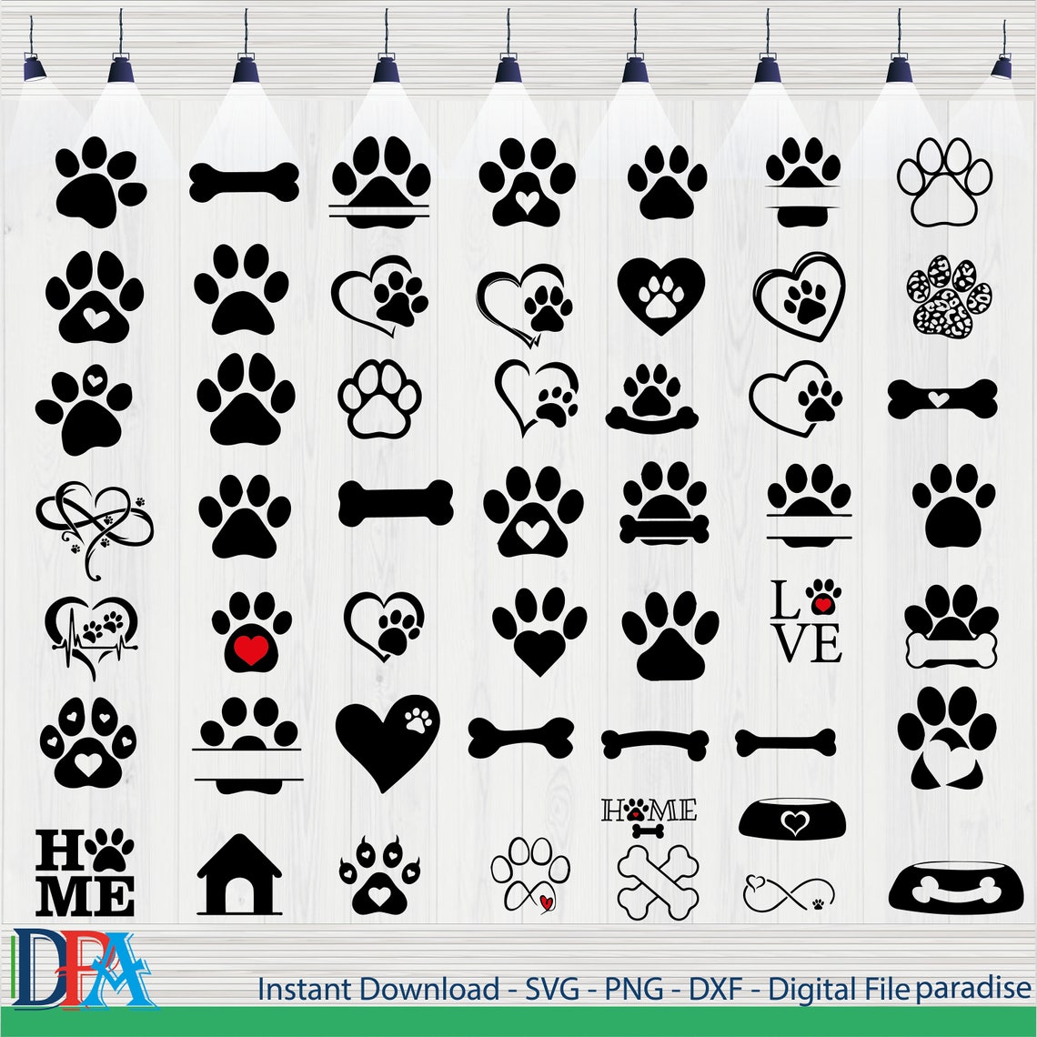 Paw Print Svg Bundle, Paw Heart Svg, Dog Paw Svg, Paw Svg, Dog Mom Svg ...