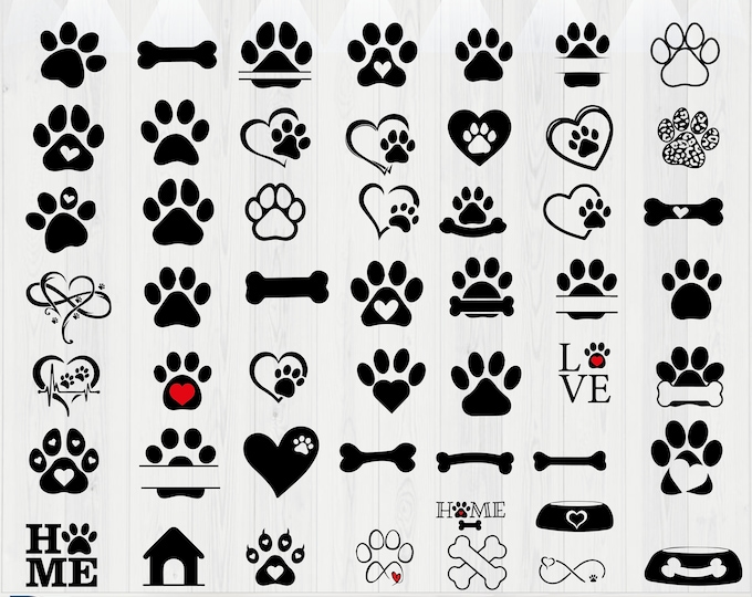 Pfotenabdruck-Svg-Bundle, Pfote Herz SVG, Hundepfoten SVG, Pfote SVG ...