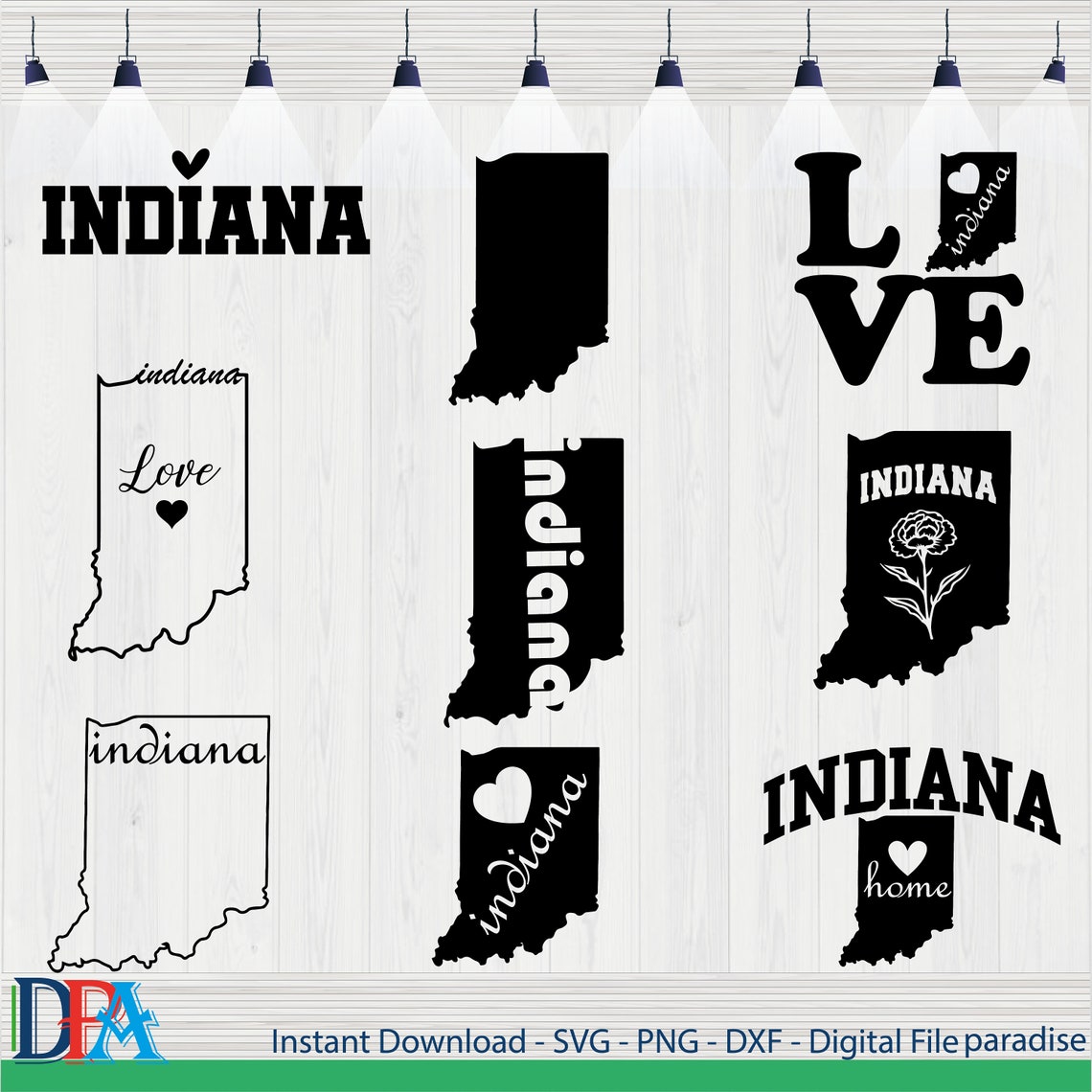 Indiana State SVG Bundle | Instant Download | Commercial Use ...